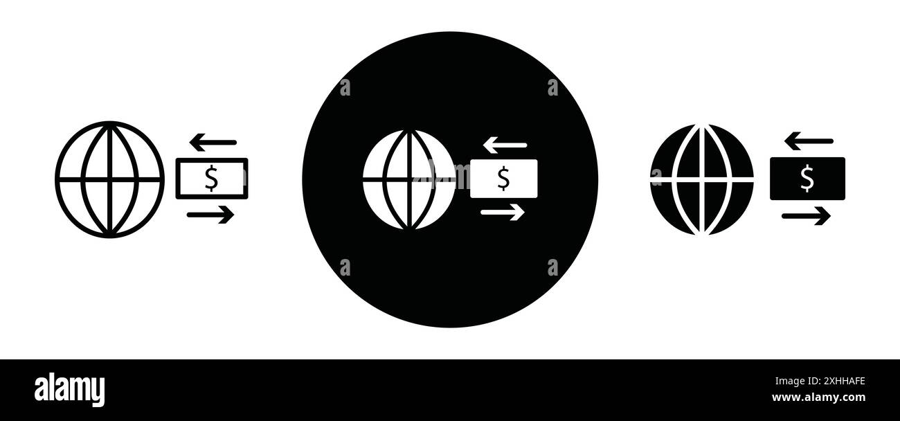 Wire transfer money icon Black line art vector in black and white ...