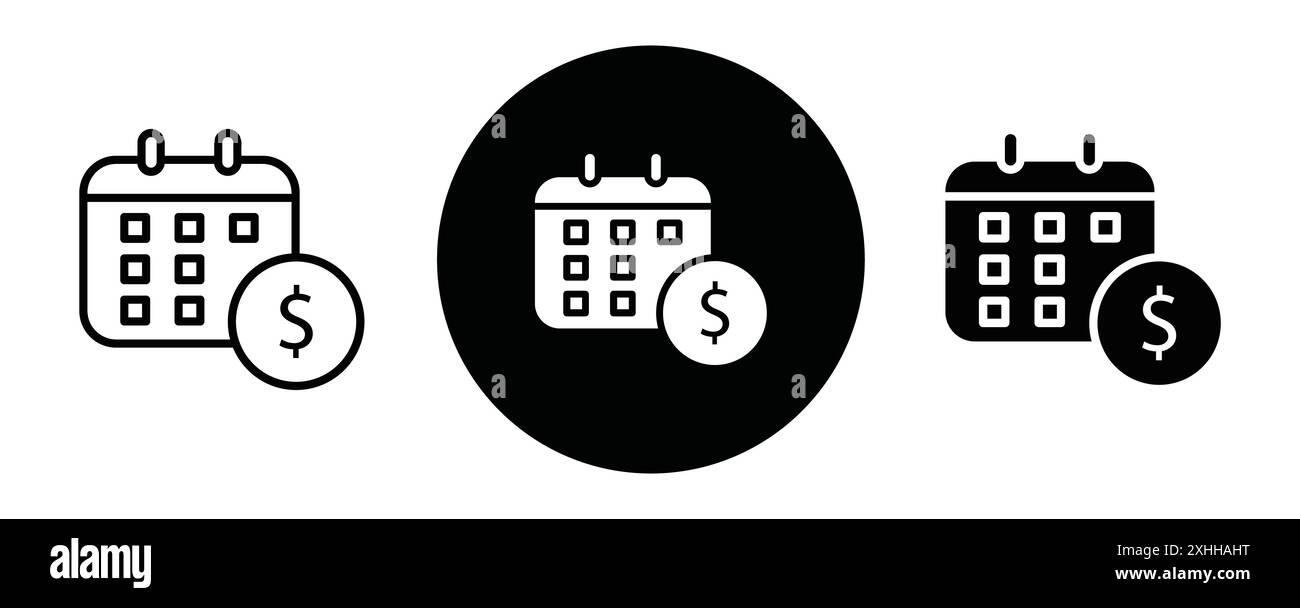 Payday icon Black line art vector in black and white outline set ...
