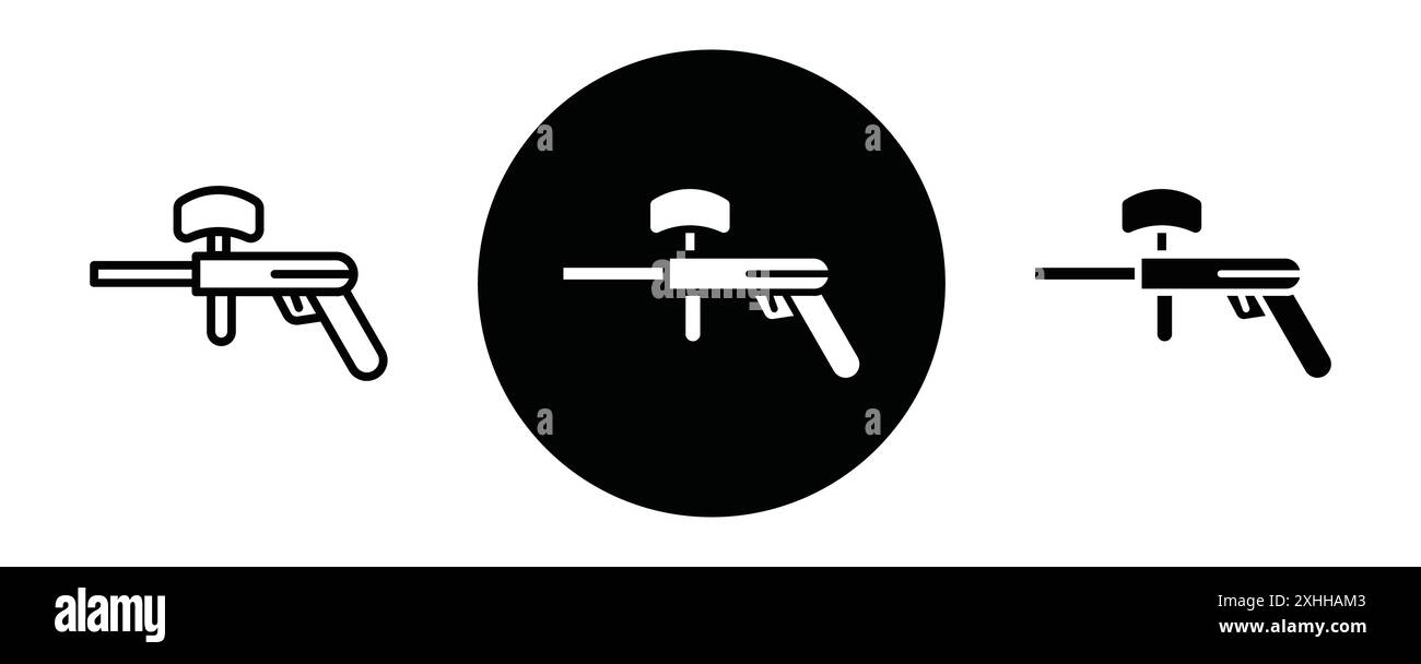 Paintball icon Black line art vector in black and white outline set ...