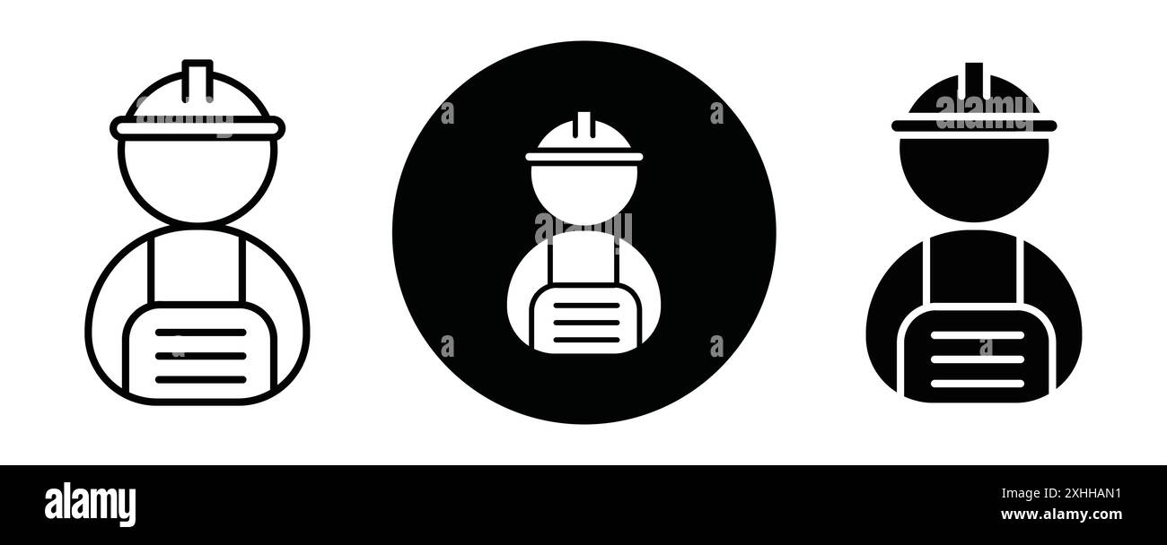 Labour icon Black line art vector in black and white outline set ...