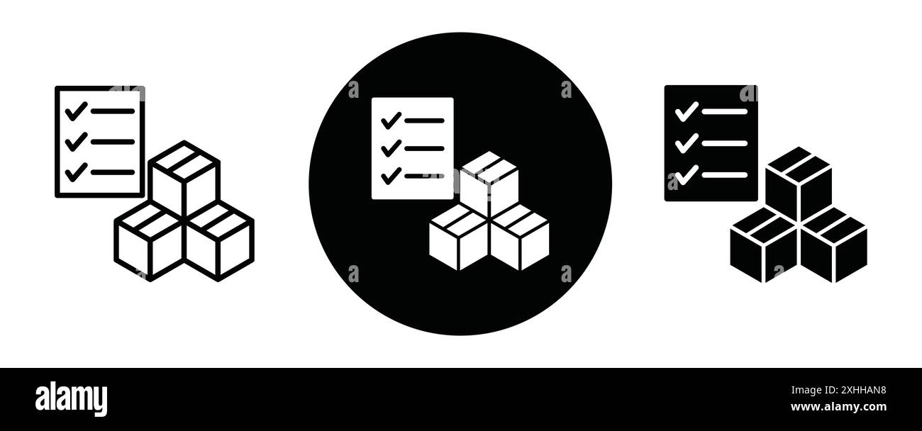 Inventory control icon Black line art vector in black and white outline ...