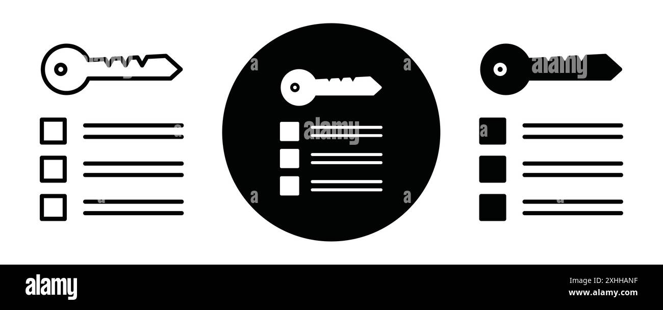 Key takeaway icon Black line art vector in black and white outline set ...