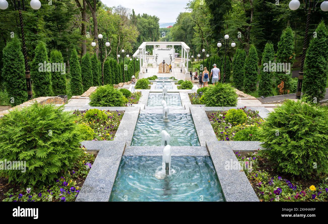 Beautiful Cascade Stairs in summer, Stavropol Krai, Zheleznovodsk ...