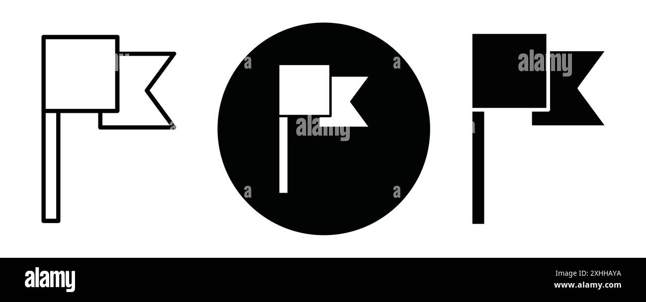 Report flag icon Black line art vector in black and white outline set ...