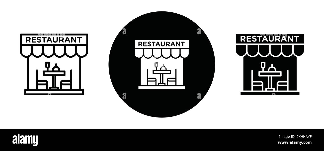 Resturant icon Black line art vector in black and white outline set ...