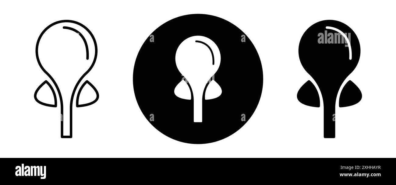 Prostate Icon Black Line Art Vector In Black And White Outline Set