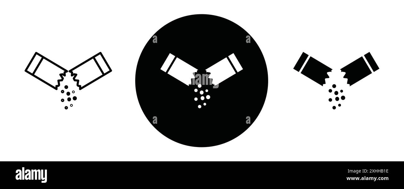 Ripped packet sugar icon Black line art vector in black and white ...