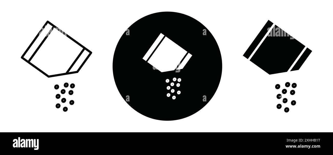 Packet soluble powder icon Black line art vector in black and white ...