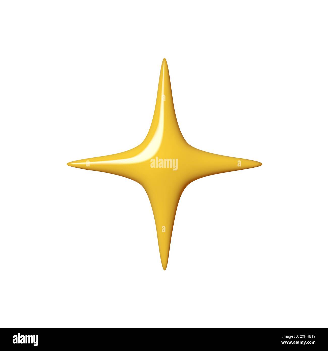 3D glossy Yellow star of shape isolated on white background. Realistic 3d design cartoon style ...