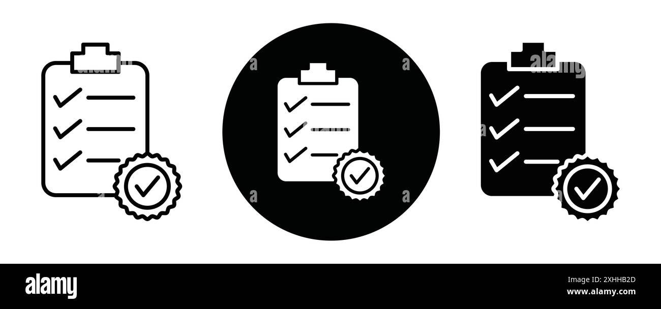 Quality Check Icon Black Line Art Vector In Black And White Outline Set