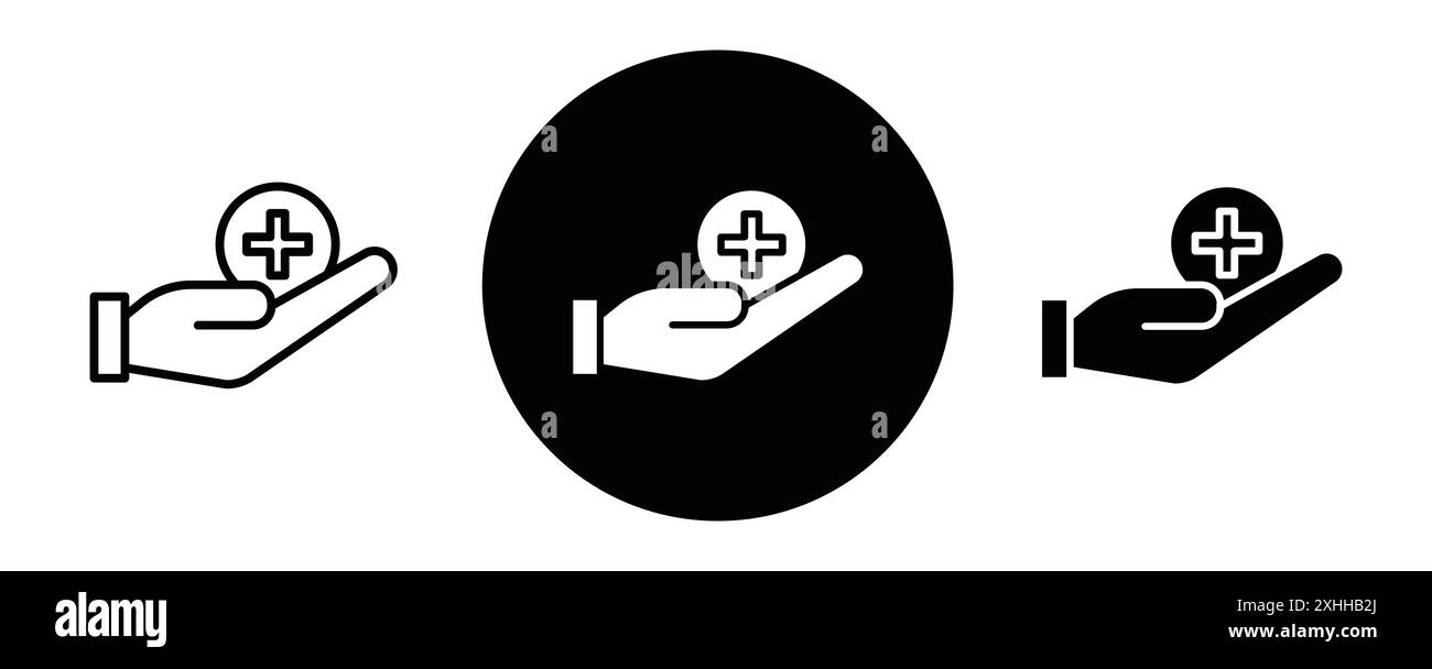 Medical support icon Black line art vector in black and white outline ...