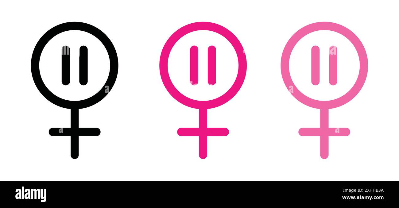 Menopause symbol Black line art vector in black and white outline set ...