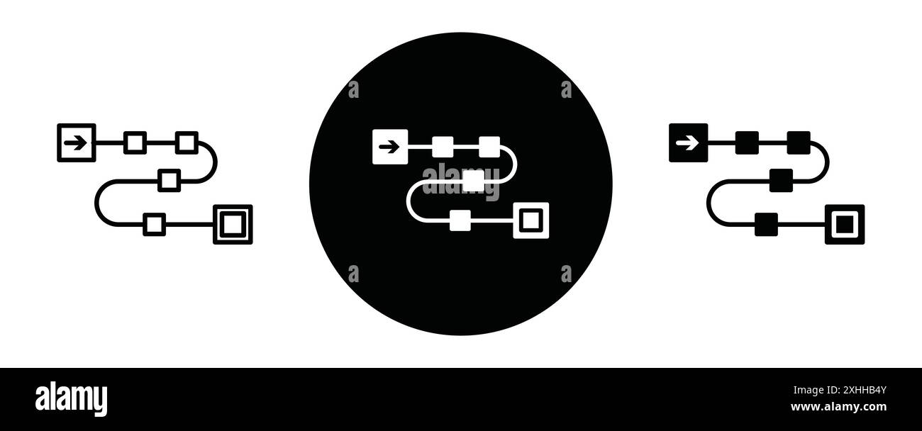 project development road mapping icon Black line art vector in black and white outline set ...