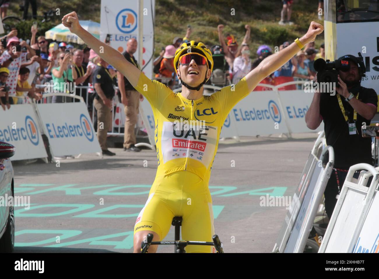 Tadej Pogacar wins stage 15 on Bastilel day to Plateau de Beille Tour de France 2024 Stock Photo ...