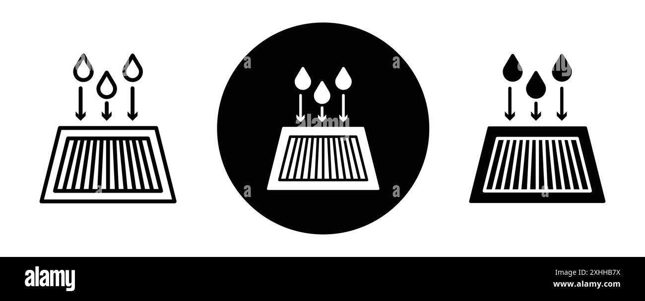 Sewer drain icon Black line art vector in black and white outline set ...