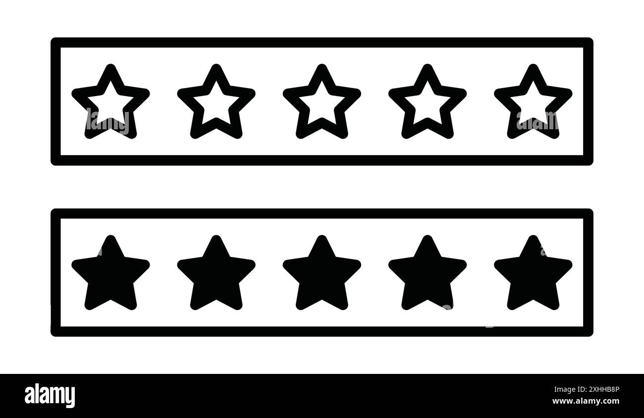 Review star icon Black line art vector in black and white outline set ...