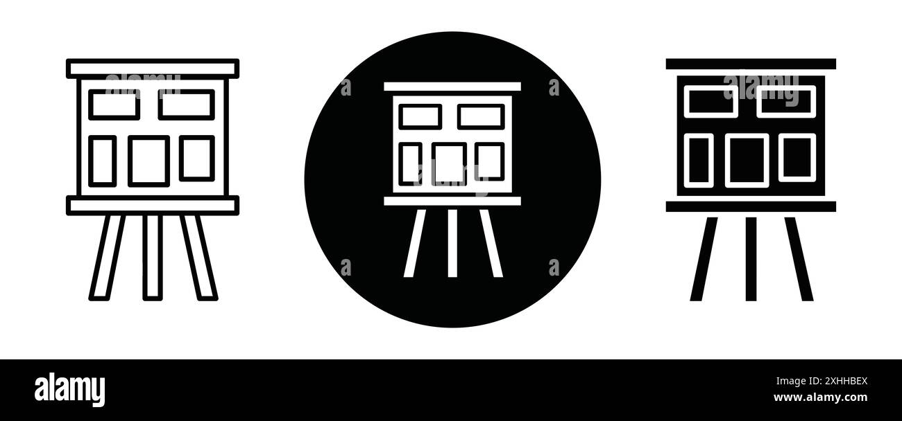 Storyboard icon Black line art vector in black and white outline set ...