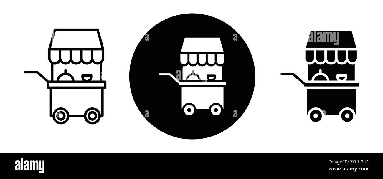 Stall icon Black line art vector in black and white outline set ...