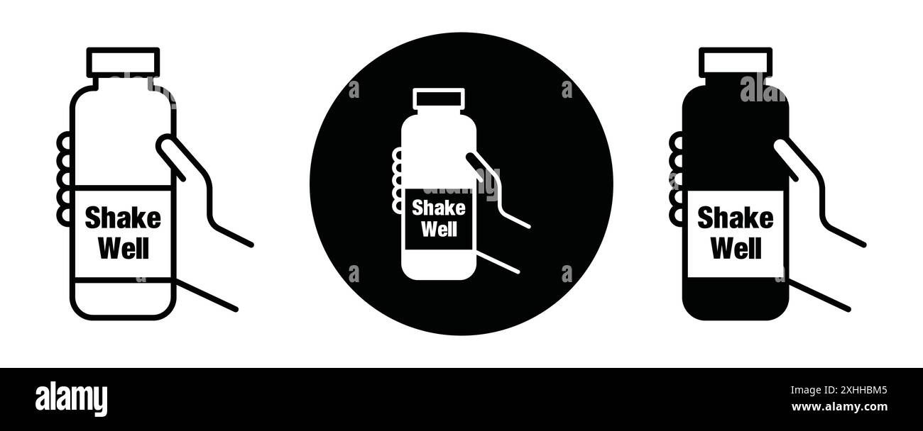 Shake well icon Black line art vector in black and white outline set ...