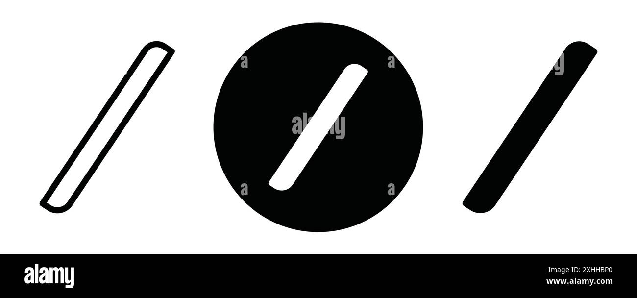 Slash icon Black line art vector in black and white outline set collection sign Stock Vector ...