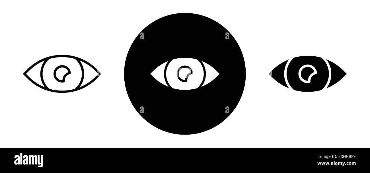 Visible icon Black line art vector in black and white outline set ...