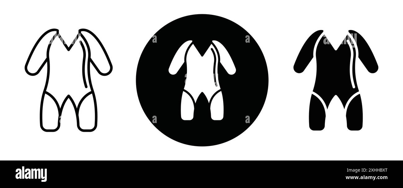 Wetsuit icon Black line art vector in black and white outline set ...