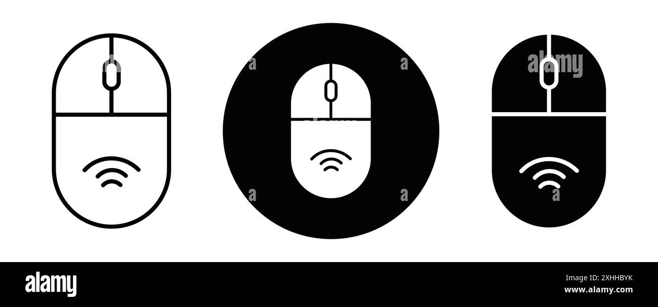 Wireless mouse icon Black line art vector in black and white outline ...