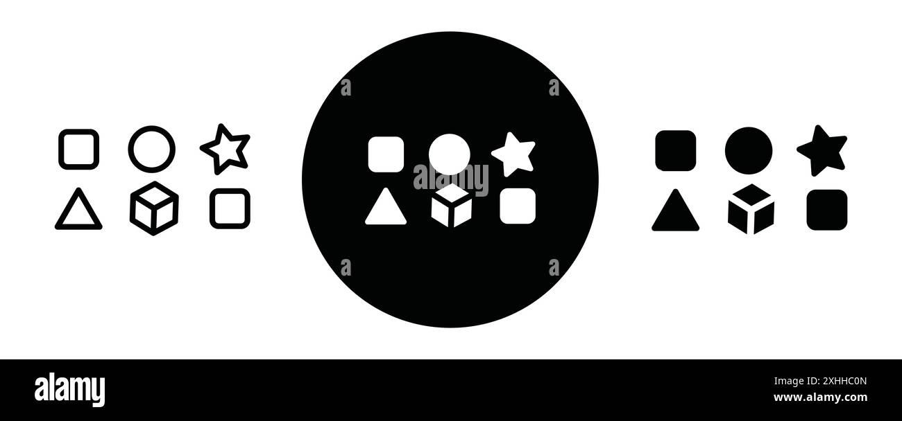 Variety icon Black line art vector in black and white outline set ...