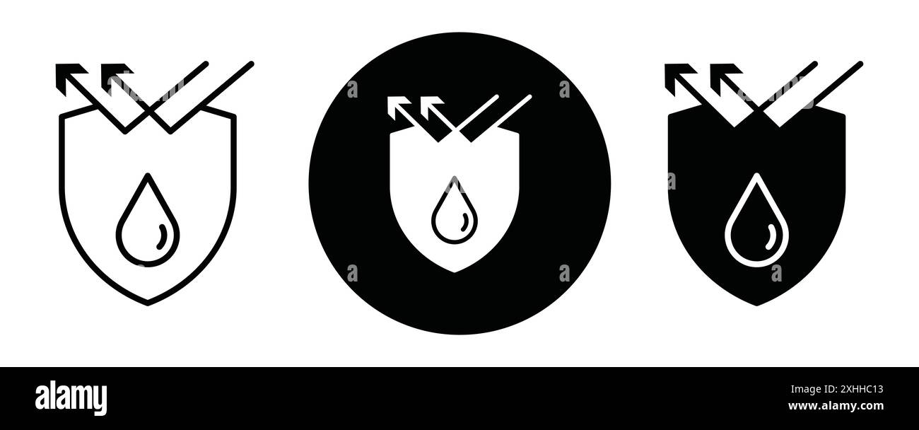 Waterproof protection icon Black line art vector in black and white ...