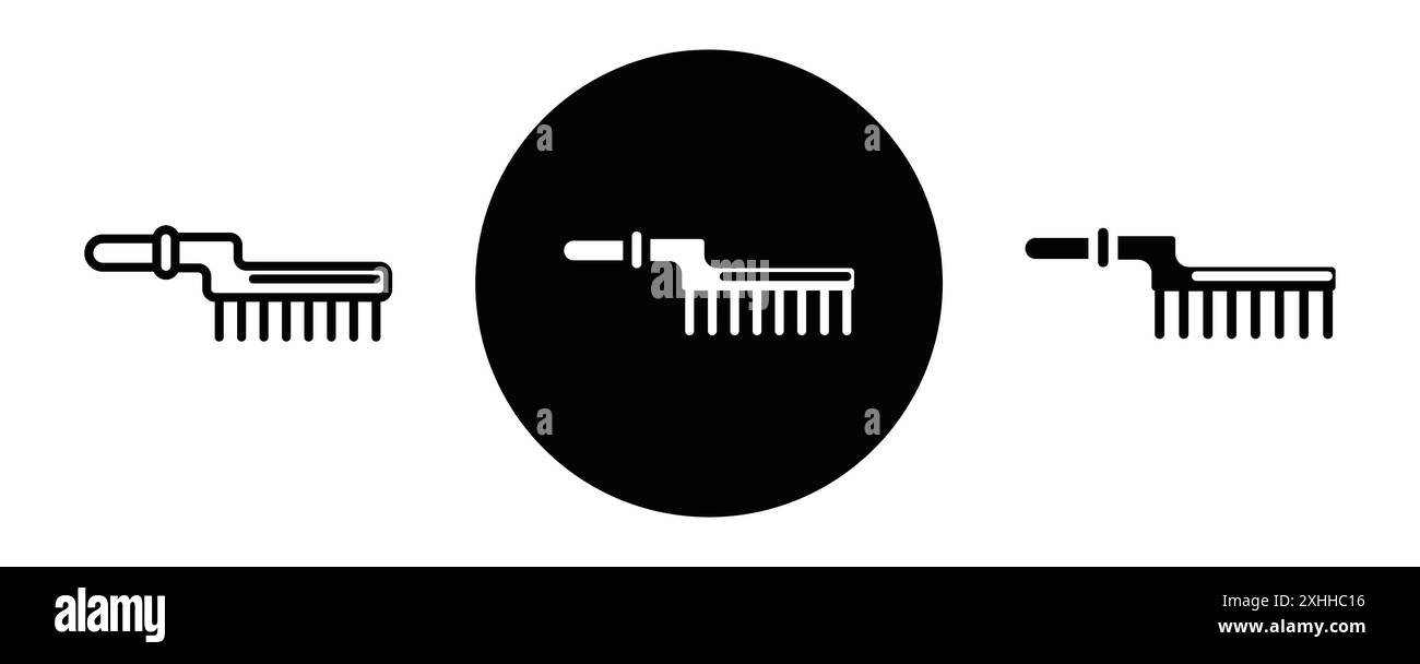 Wire brush icon Black line art vector in black and white outline set ...