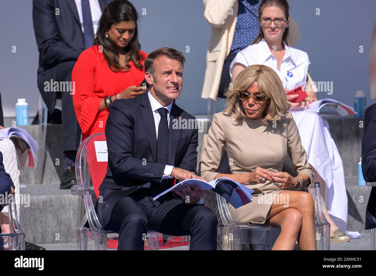 Paris, France. 14th July, 2024. French president Emmanuel Macron and ...