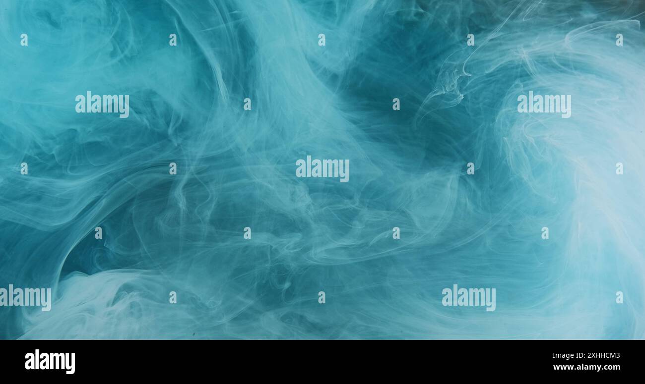 Fog cloud. Glitter fluid. Spiritual aura. Blue azure paint abstract ...