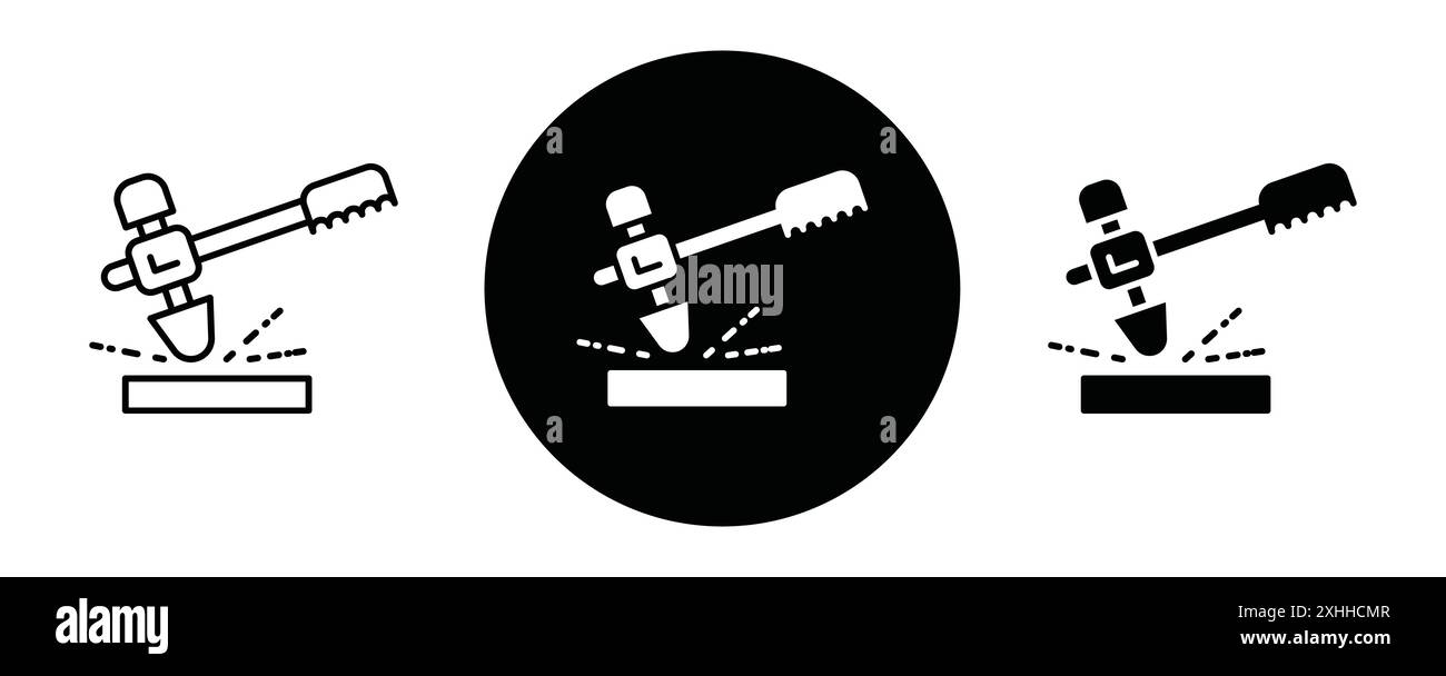 Welding chipping hammer icon Black line art vector in black and white ...