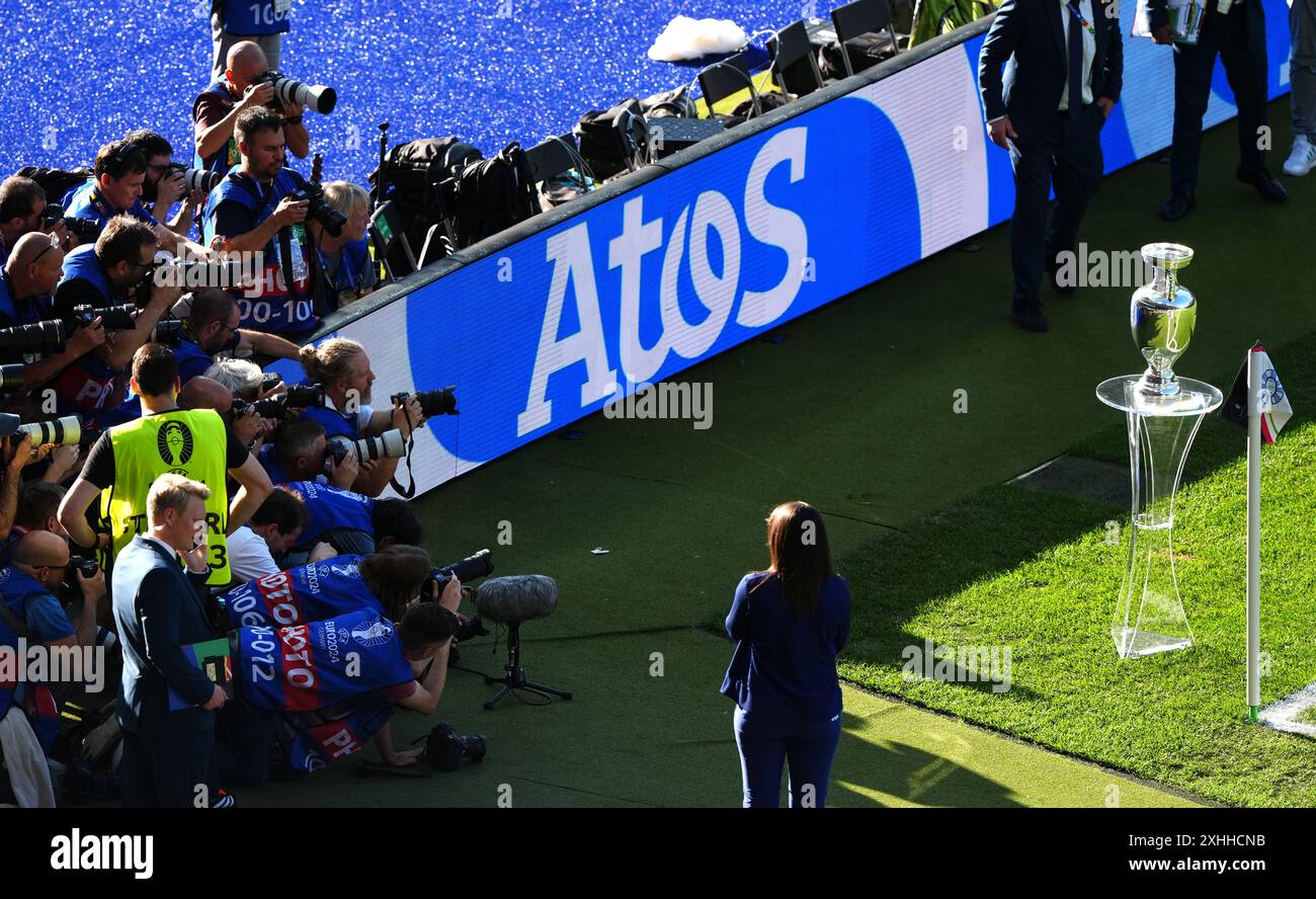 Photographers take pictures of the Henri Delaunay Cup ahead of the UEFA ...