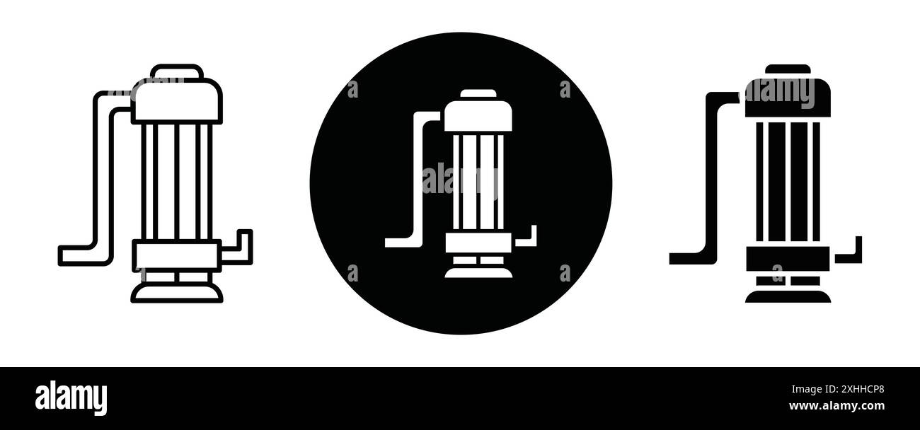 Sump pump icon Black line art vector in black and white outline set ...