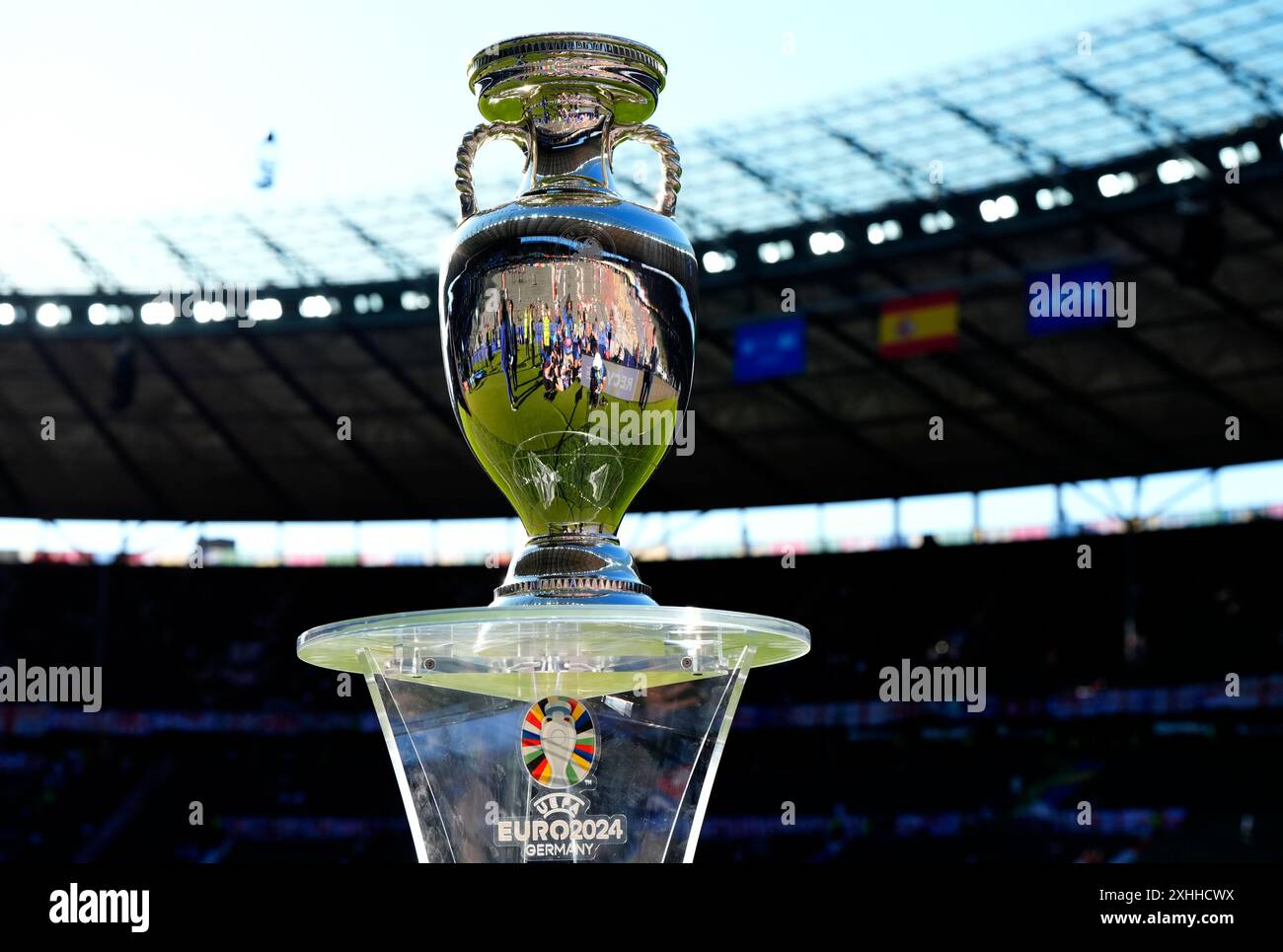 A view of the Henri Delaunay Cup on display before the UEFA Euro 2024 ...