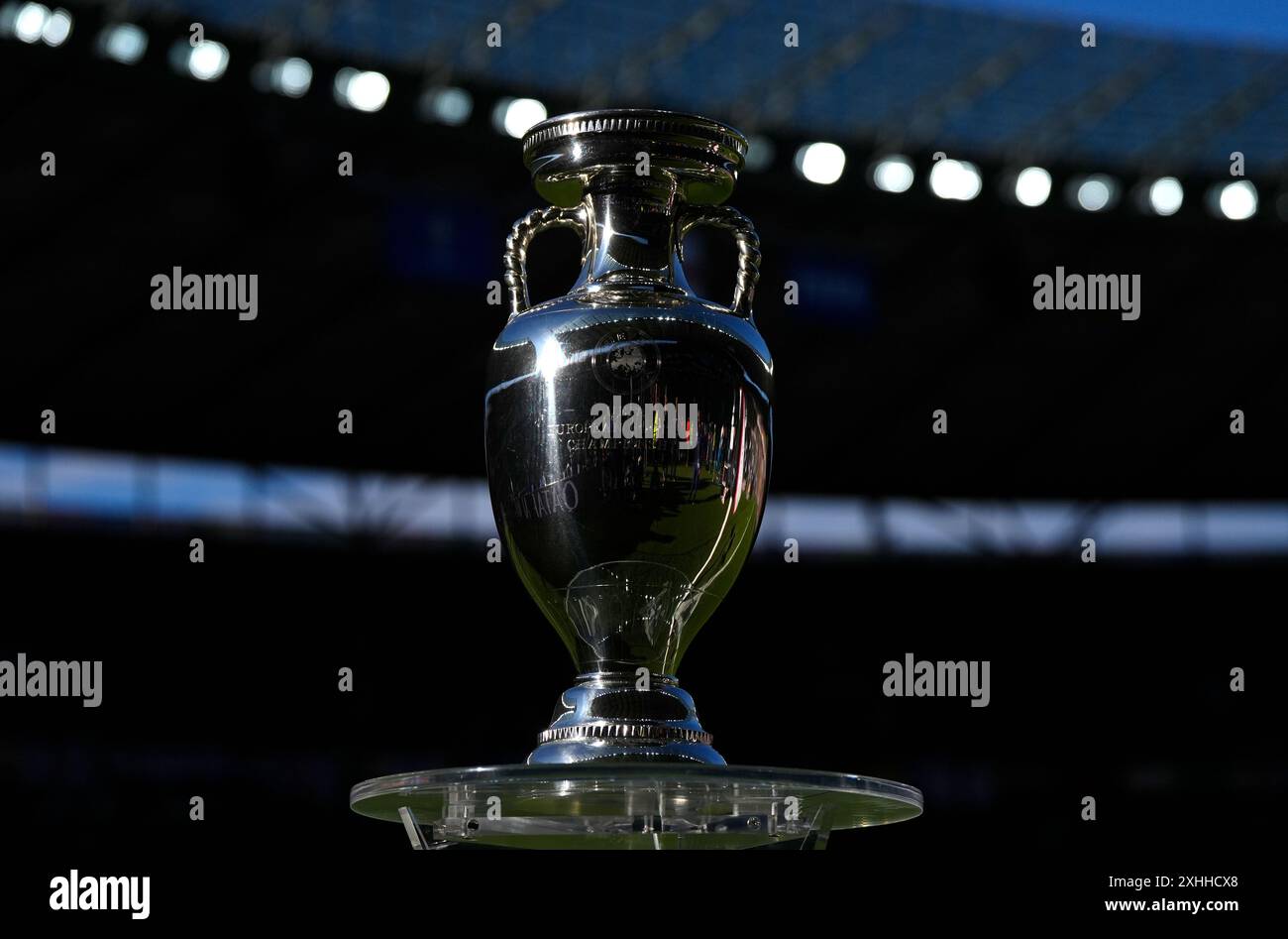 A view of the Henri Delaunay Cup on display before the UEFA Euro 2024 ...