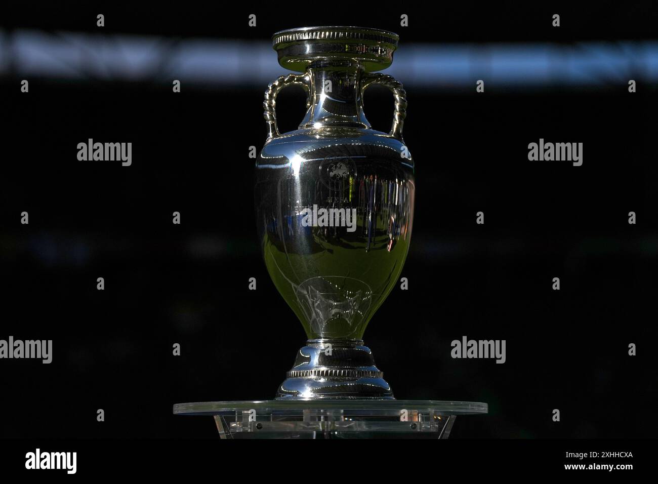 A view of the Henri Delaunay Cup on display before the UEFA Euro 2024 ...