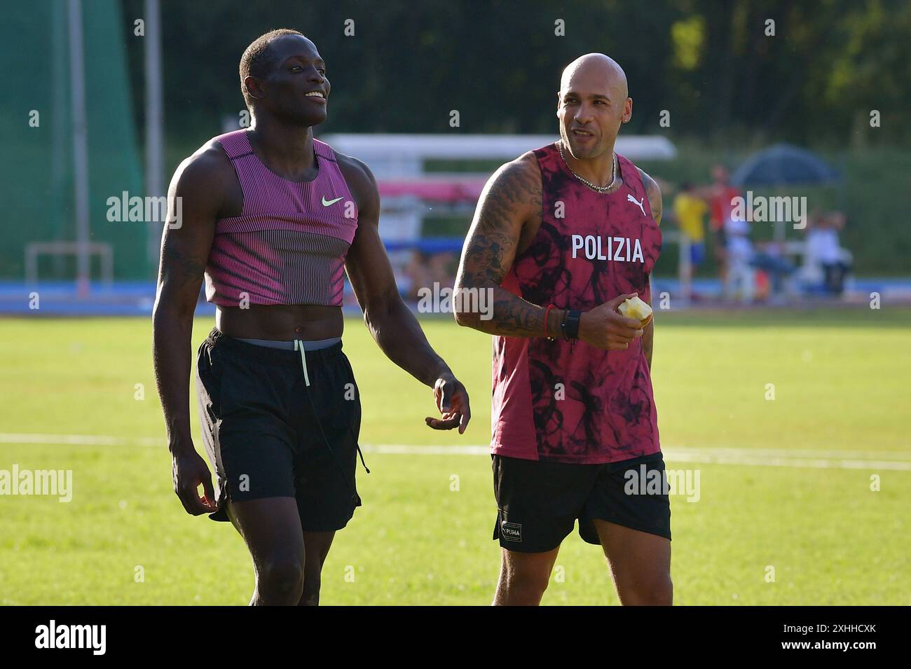 Marcel Jacobs (Ita) together with Jerome Blake (Can) during testing ...