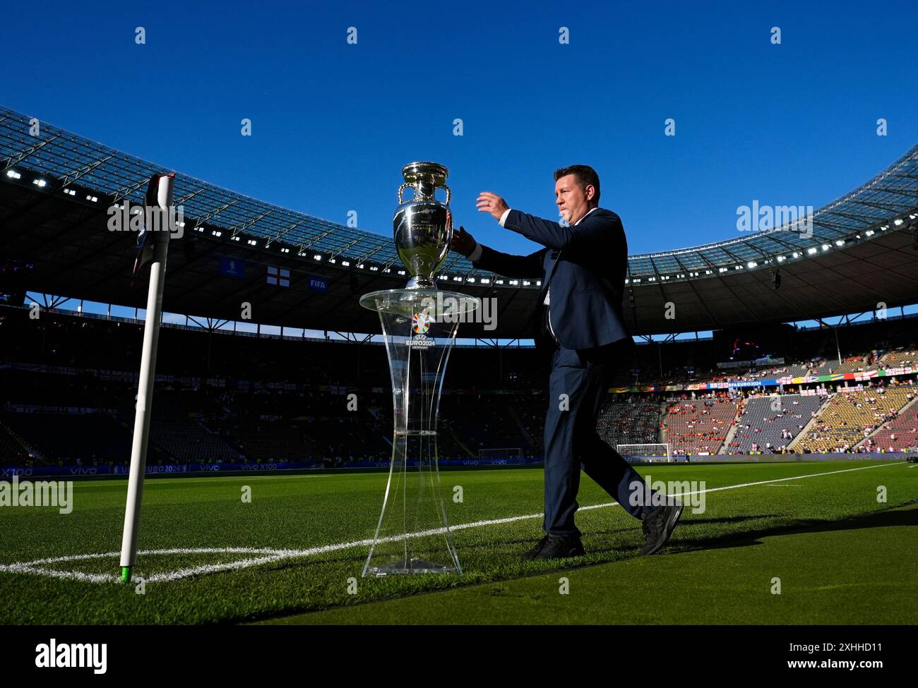 A view of the Henri Delaunay Cup on display before the UEFA Euro 2024 ...