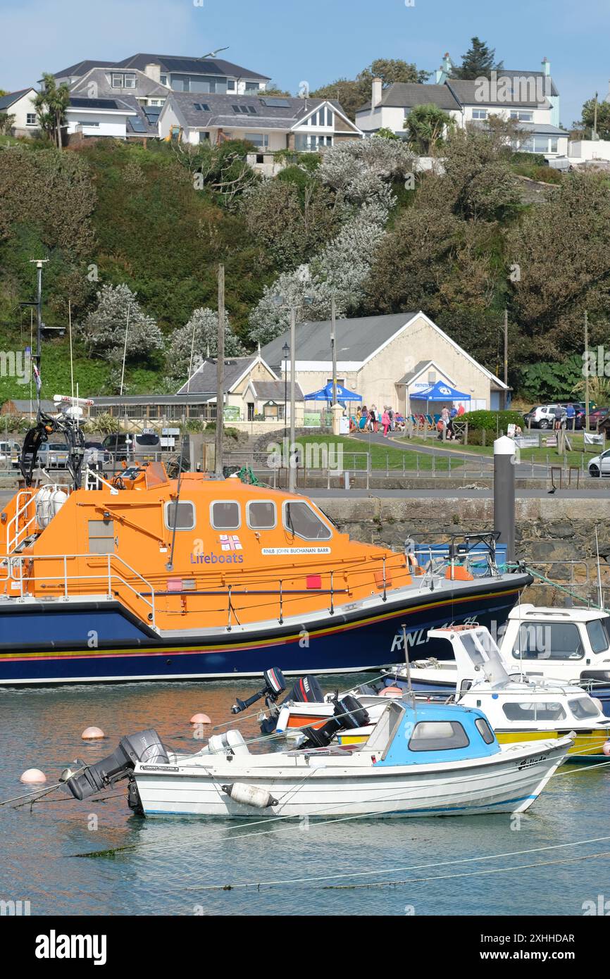 Portpatrick, Wigtownshire, Scotland busy harbour scene with RNLI Tamar ...