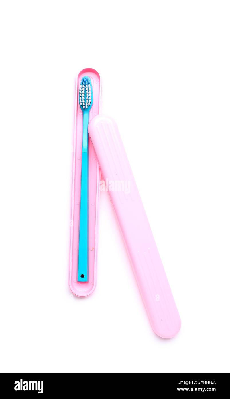 Flat lay plastic toothbrush Cut Out Stock Images & Pictures - Alamy