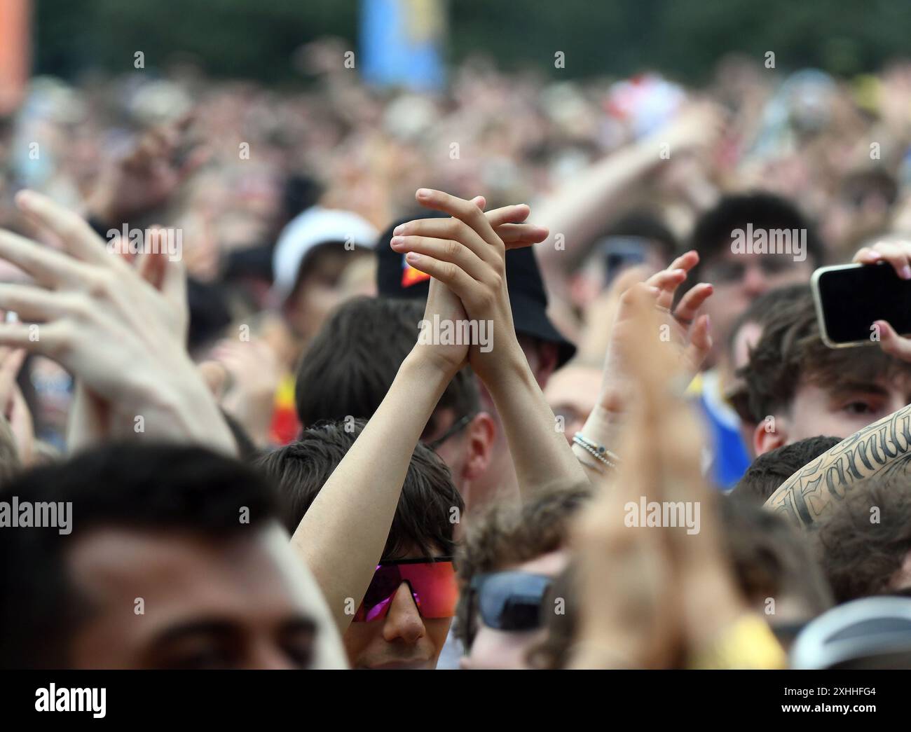 Fans in the crowd at the Transmt Festival in Glasgow Green. Picture ...