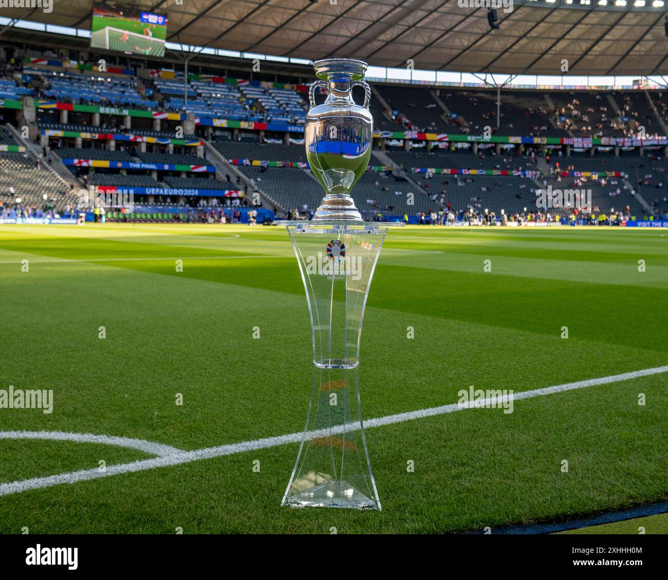 Berlin, Germany. 14th July, 2024. The 2024 UEFA EURO trophy prior the ...