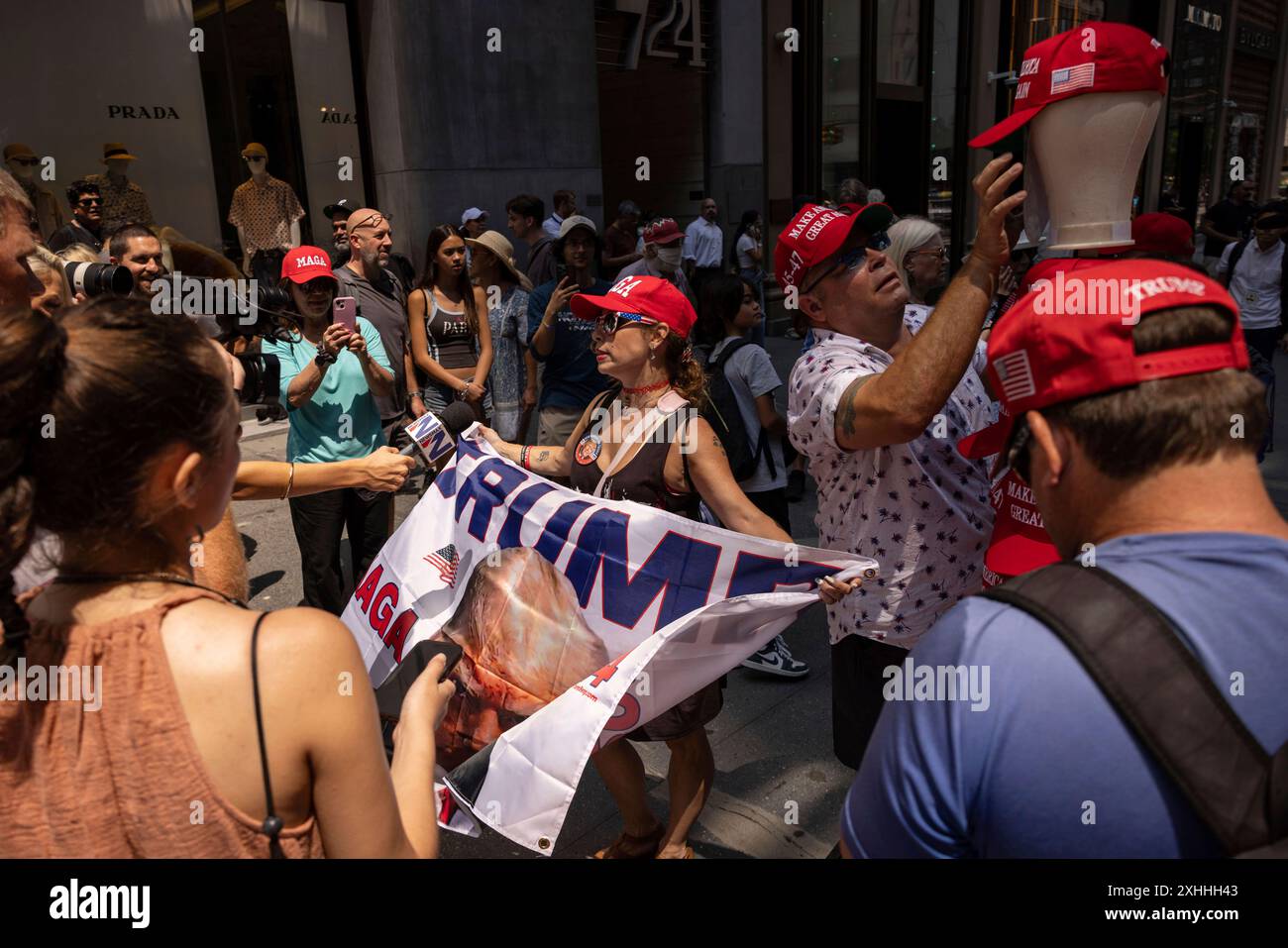 Supporters of former President Donald Trump gather outside of Trump ...