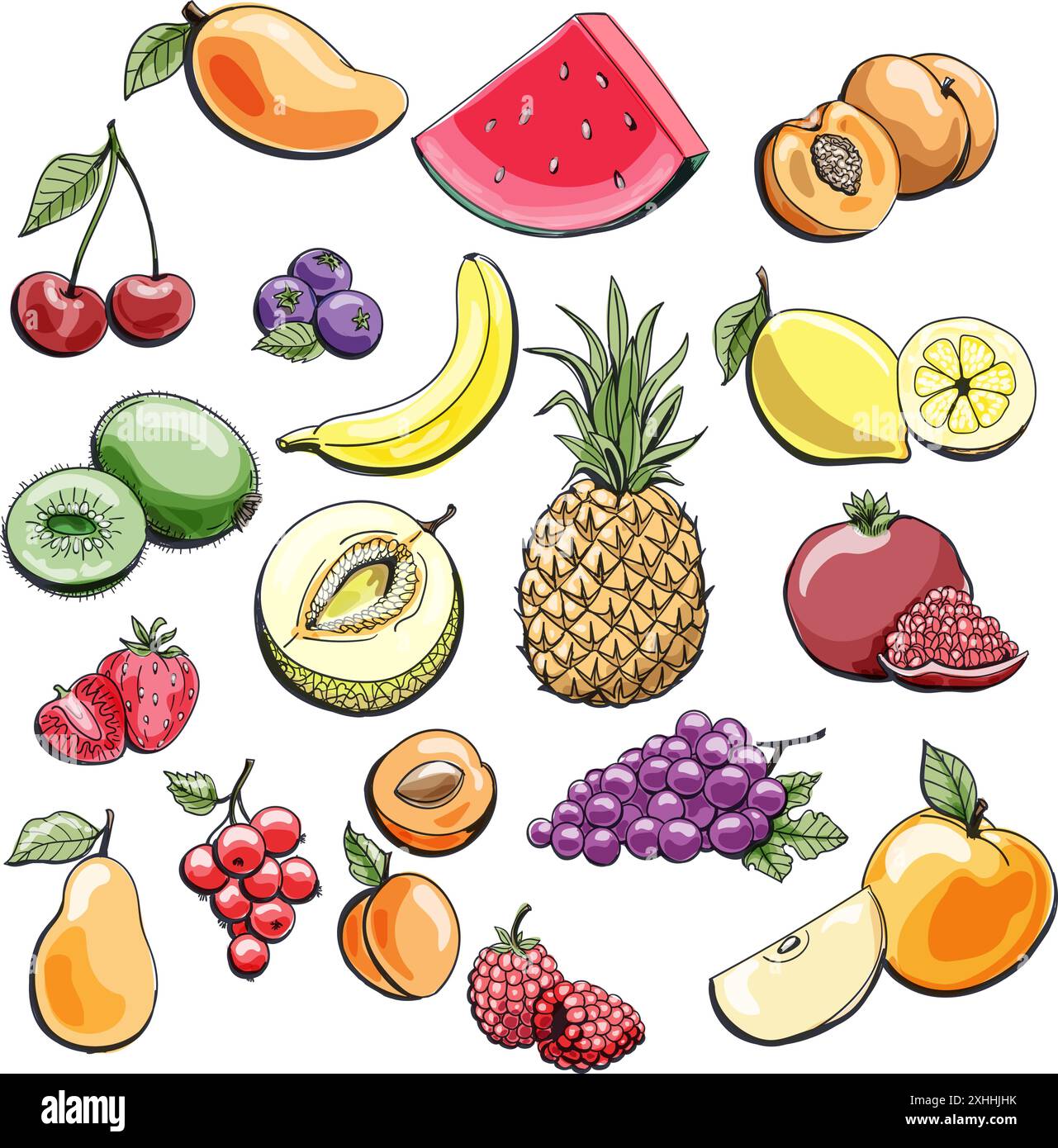 Colored sketch fruits Stock Vector Image & Art - Alamy