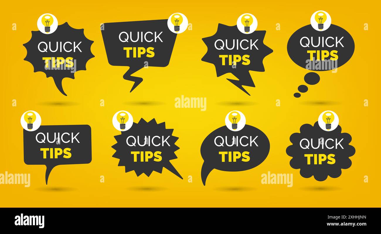Quick tips helpful tricks emblem set Stock Vector Image & Art - Alamy