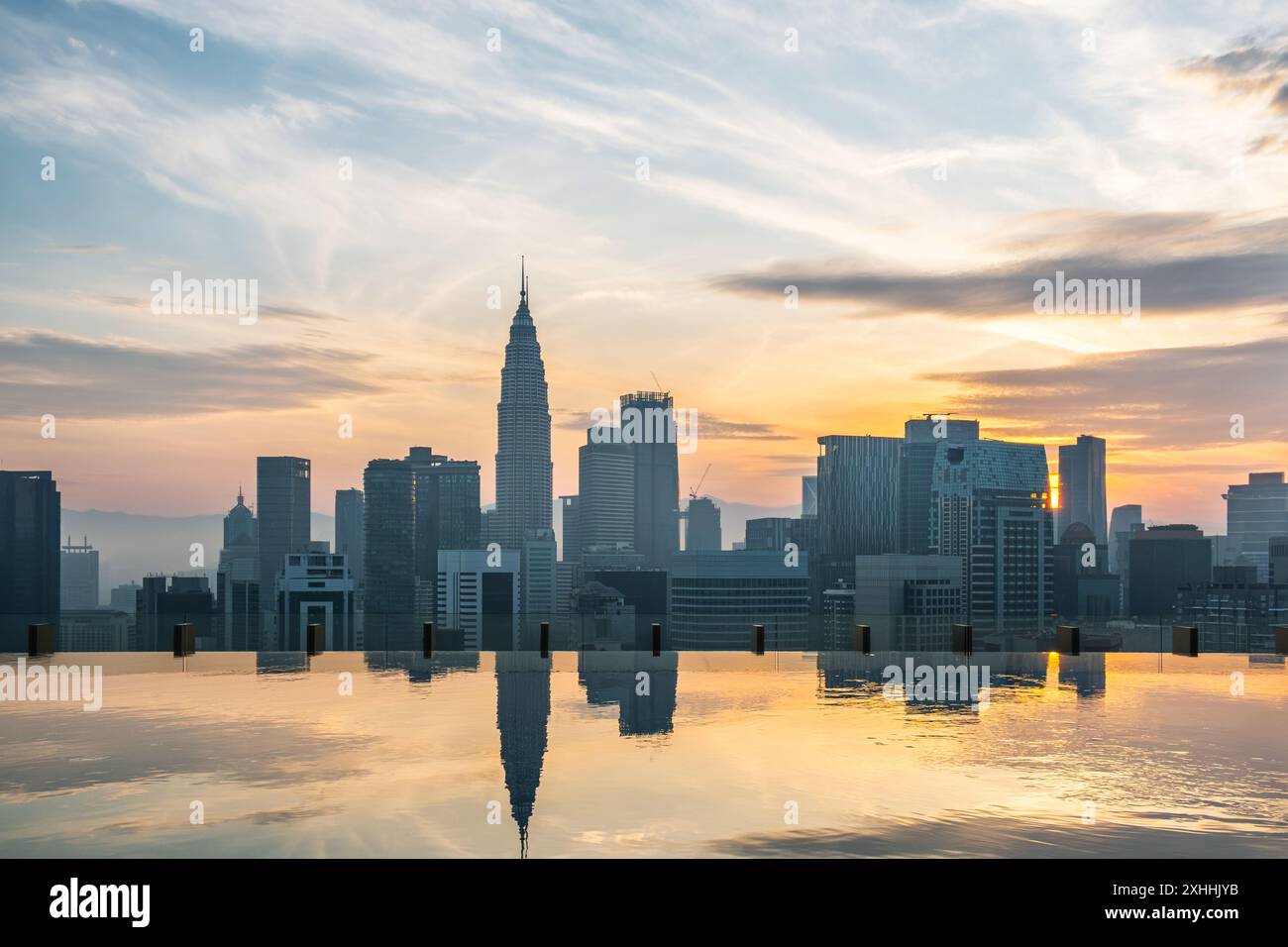 Kuala Lumpur city aerial view with reflections of high-rise buildings ...