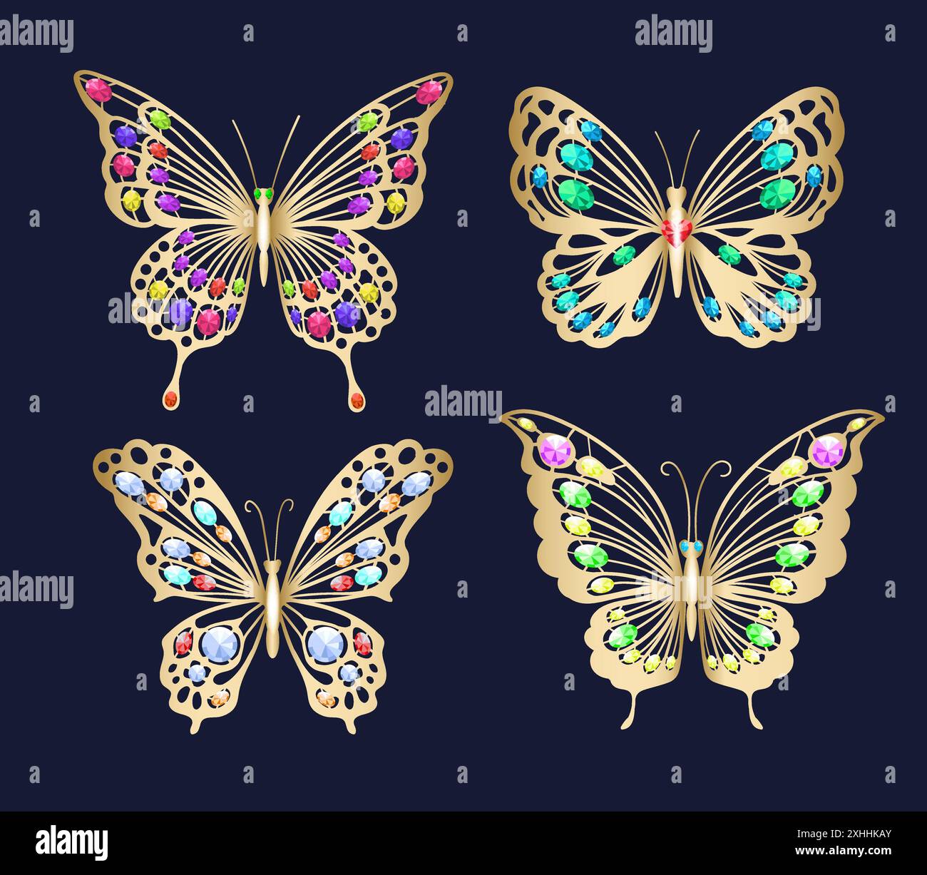 Vintage golden butterfly set Stock Vector Image & Art - Alamy