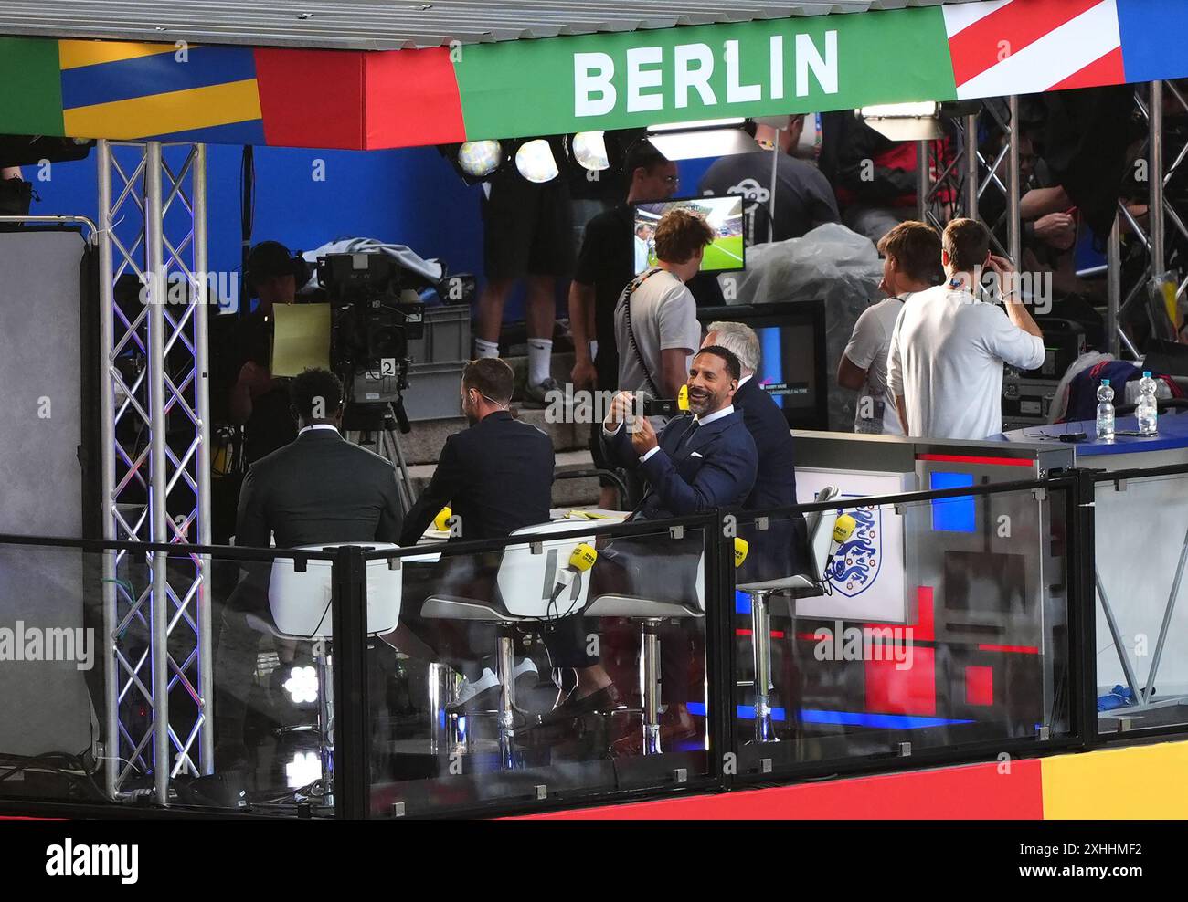 Rio Ferdinand in the commentary box ahead of the UEFA Euro 2024 final ...